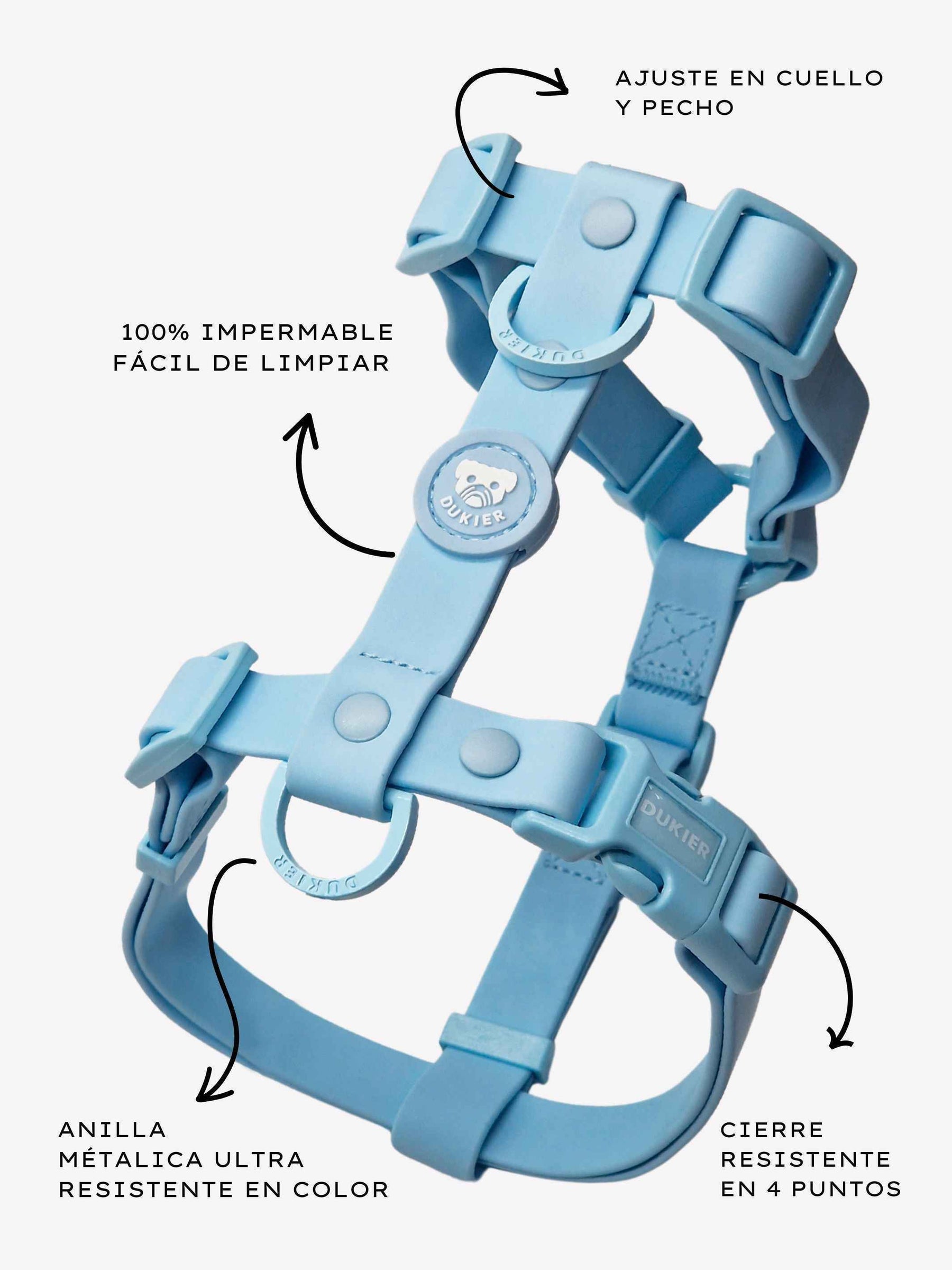 Dukier - Perro - Arnés para Perro en H Waterproof AZUL CIELO